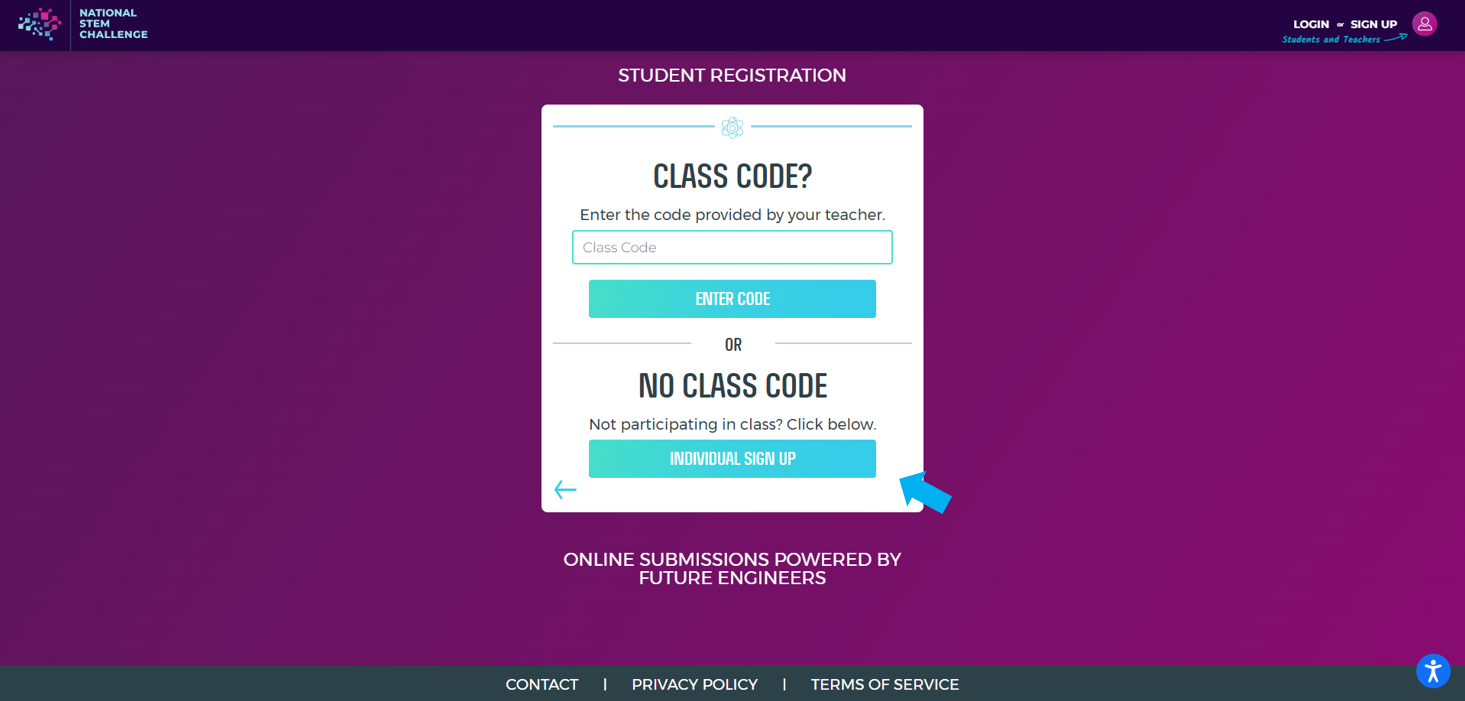 Students & Parents: Individual Student Sign Up – National STEM Challenge